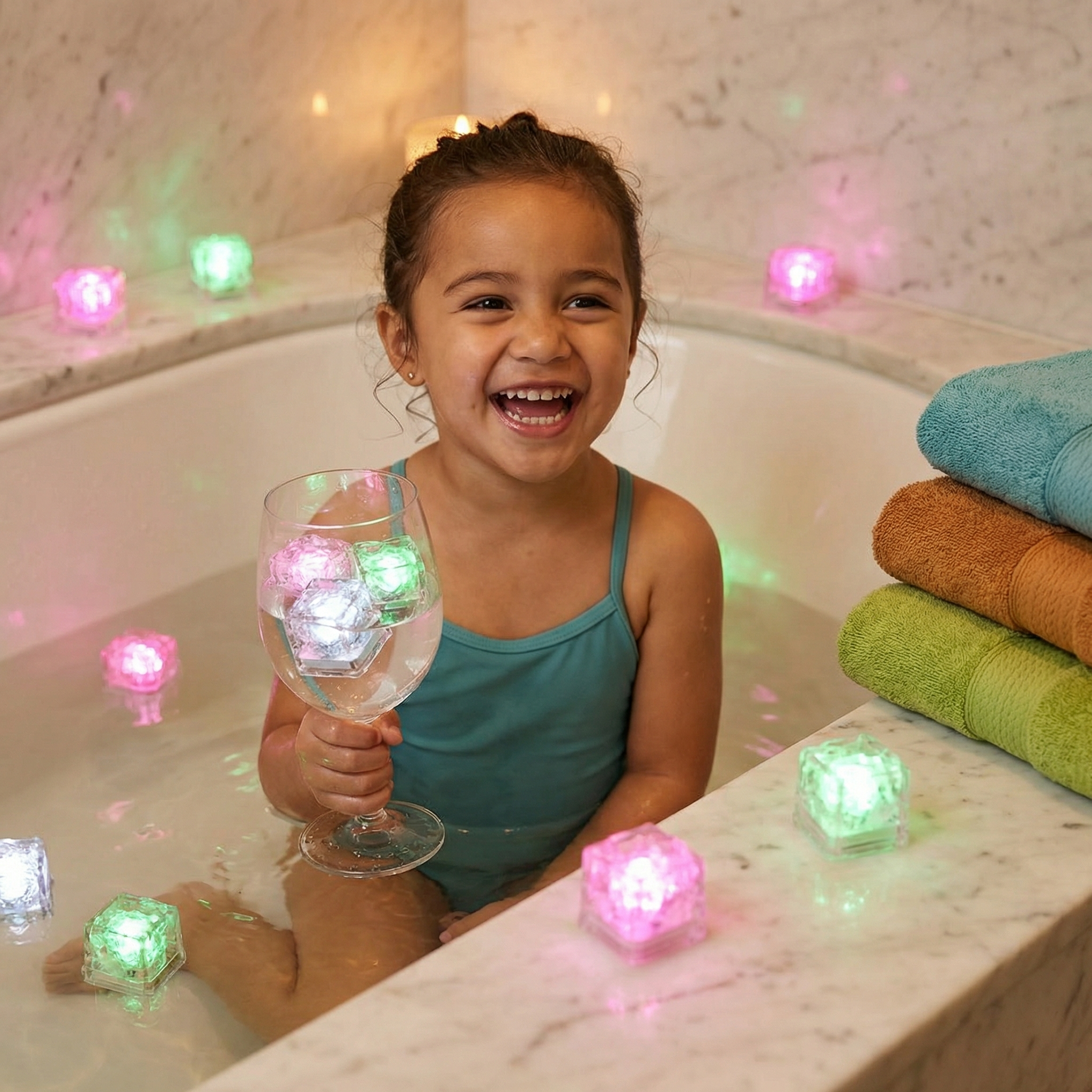 Glowing Bath Cubes Toy for Kids 6-Piece Set – Mytamariki